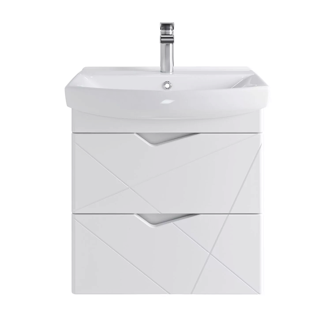 Тумба с раковиной SanStar Линни 60 подвесная, 2 ящика, белая (раковина Клермонт 60) купить в ...