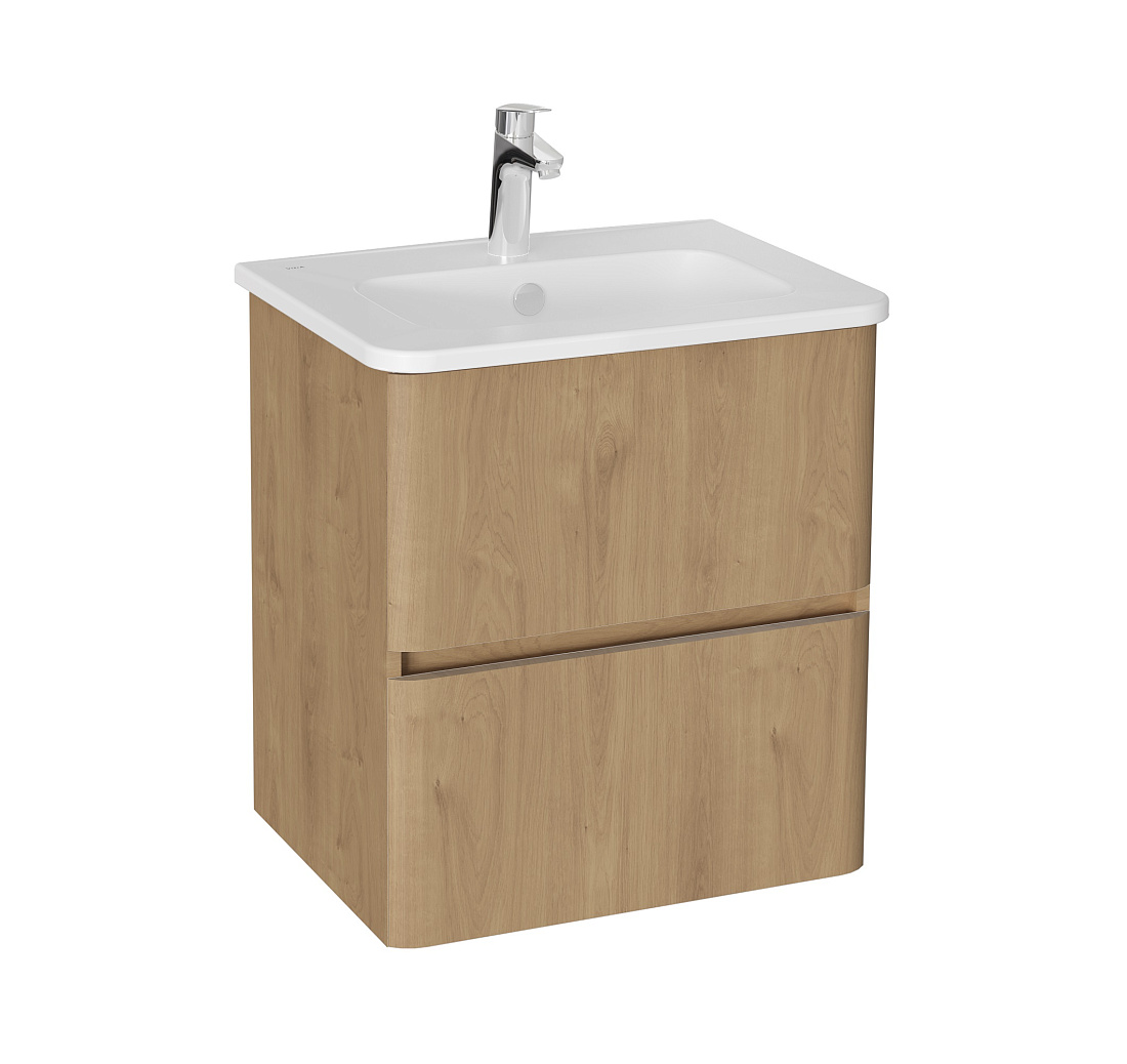 Тумба с раковиной VitrA Mia Plus Round 60 подвесная, 2 ящика, золотой ...