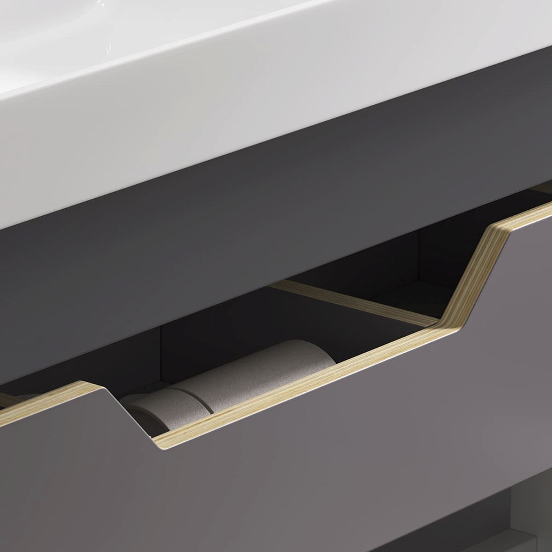 Тумба с раковиной Equil Mirage 60.1Y подвесная, графит софт купить в ...