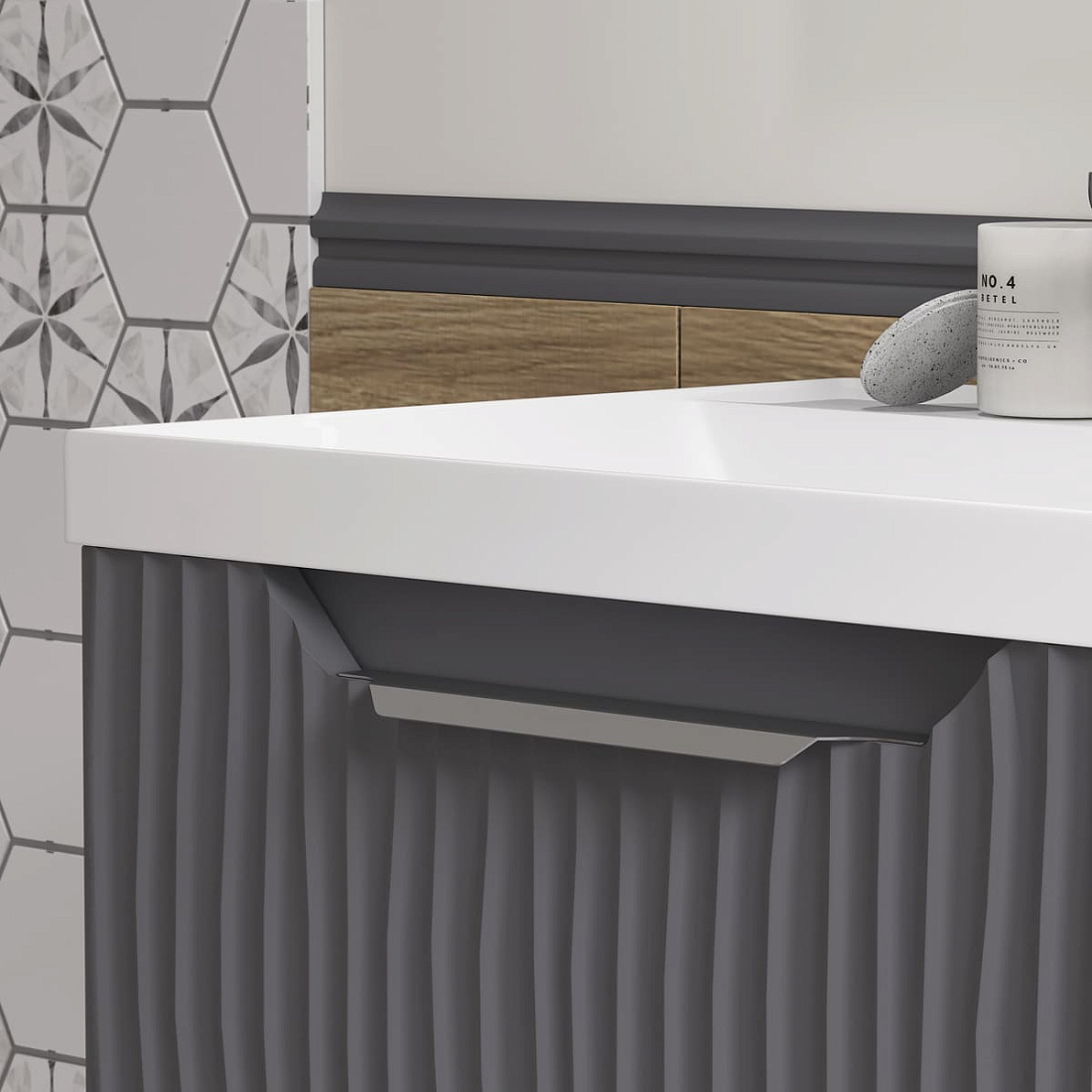 Тумба с раковиной Equil Mirage 60.1Y подвесная, графит софт купить в ...