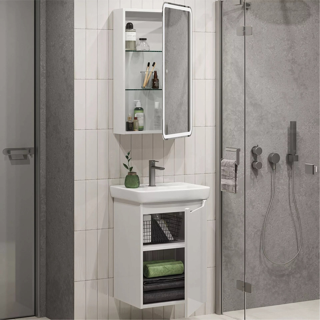 Тумба с раковиной SanStar Bianca 50 подвесная, белая (раковина Томь 50) купить в Москве в ...